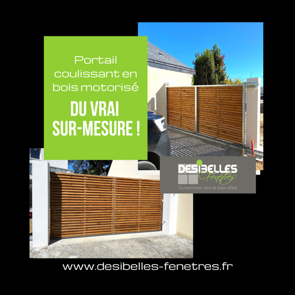 Portail coulissant en bois motorisé